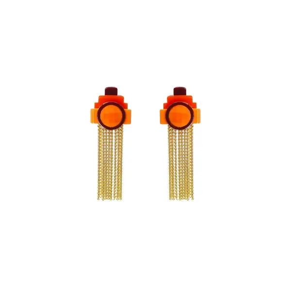 GISSA BICALHO Acrylic Handmade Earring Ytu - Orange