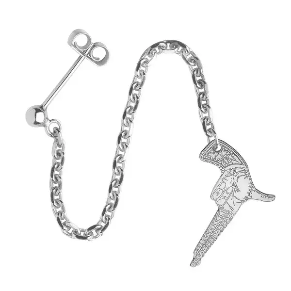 CARTERGORE Hand Gun Single Long Drop Earring - Silver