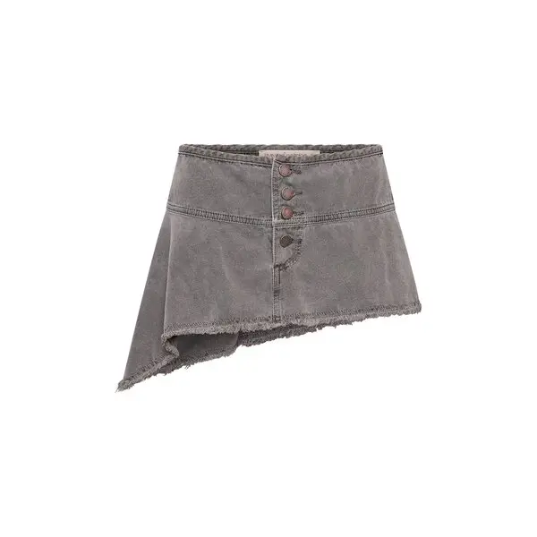 LOVE AND NOSTALGIA Black / Grey Little Shortie Asymmetrical Skirt Pigt Black - Black/grey