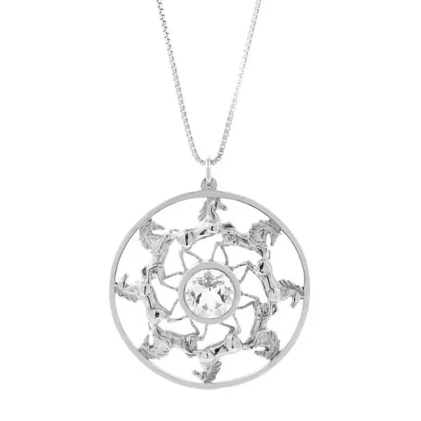 LEE RENEE Wild Horses Topaz Medallion Necklace - Silver