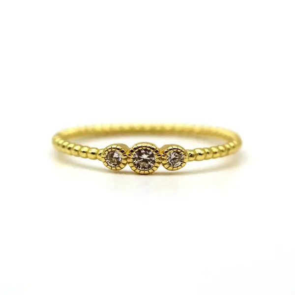 VICSTONENYC FINE JEWELRY Antique Bezel Set Three Diamond Yellow Ring - Gold