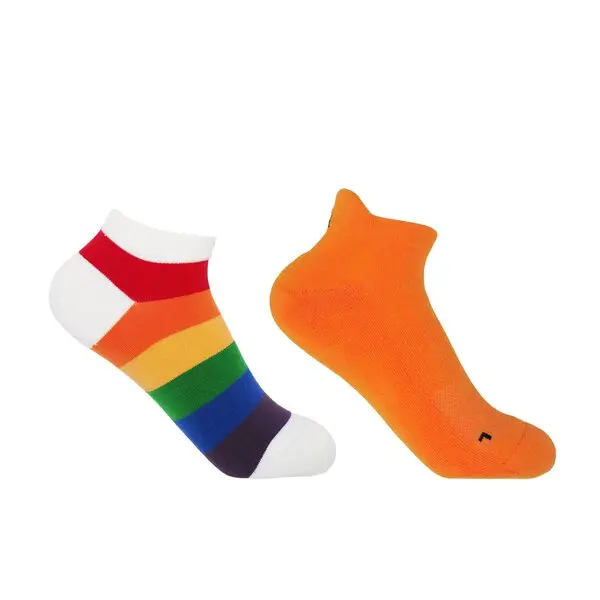 PEPER HAROW - MADE IN ENGLAND Block Stripe Rainbow & Organic Trainer Socks Bundle - Orange