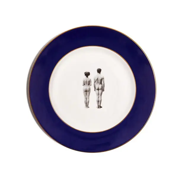 MELODY ROSE LONDON White / Blue Cobalt Blue Models Dinner Plate - White/blue