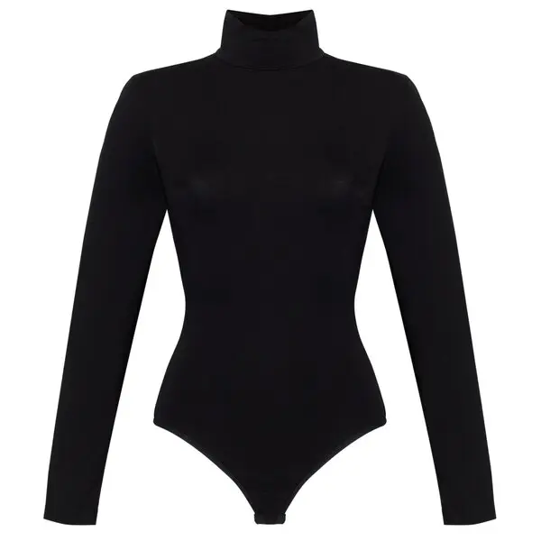 OH!ZUZA NIGHT&DAY Turtleneck Long Sleeve Viscose Bodysuit - Black