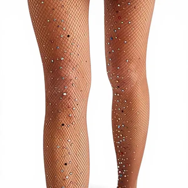HIGH HEEL JUNGLE BY KATHRYN EISMAN Neutrals Glitter Fishnet Tights Tan - Brown