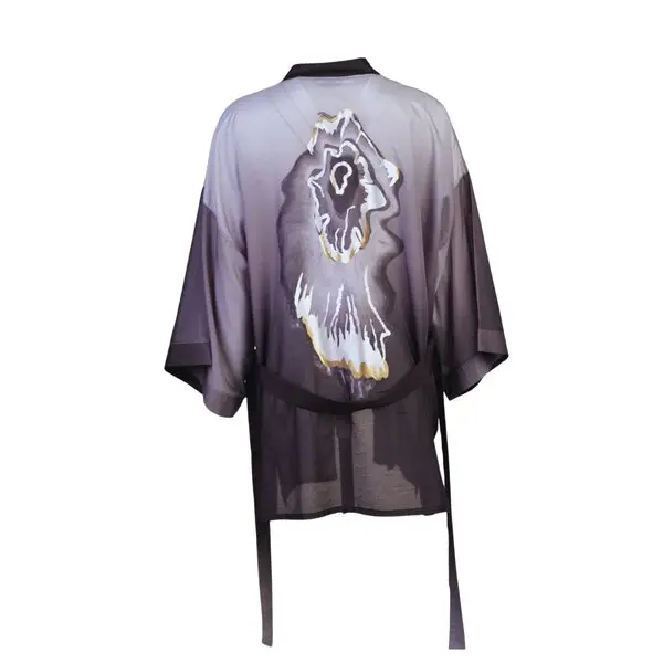 JOY-ES Patterned Short Kimono - Silver