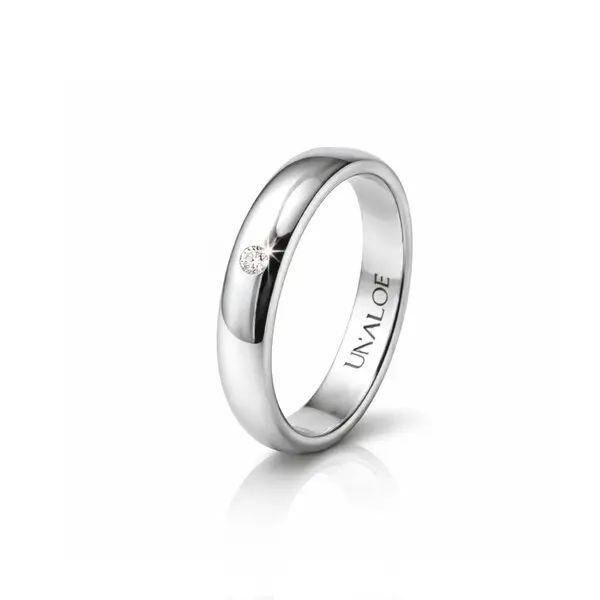 UNALOE Silver / White Smooth Sterling Silver Band Ring With Diamond- A Symbol Of Inner Strength - Silver/white