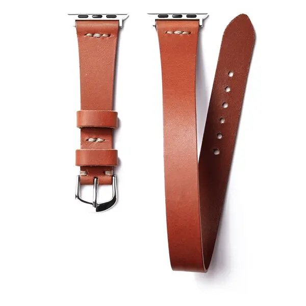 ROARCRAFT Double Tour Apple Watch Leather Strap Cognac - Orange