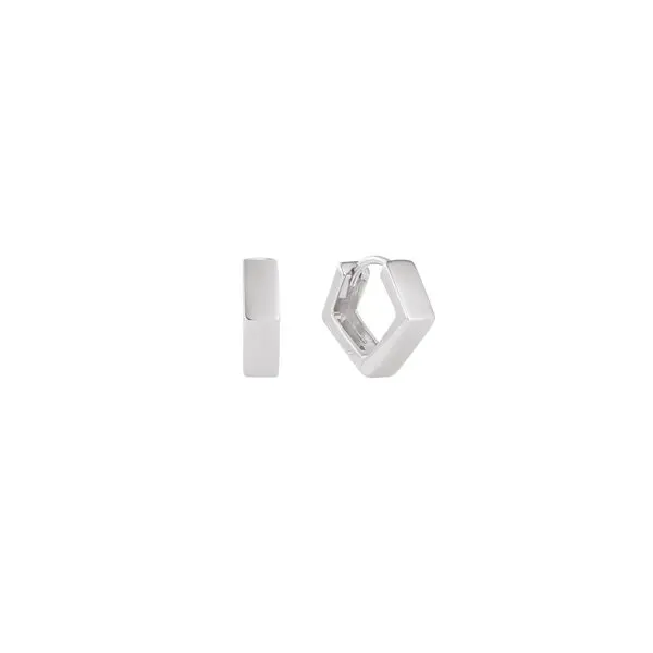 VANCHI Judith Hexagon Angular Huggies - Silver