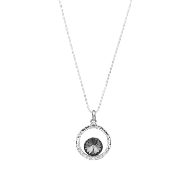 CHIARELLA Black / Silver Radiant Circle Necklace – Black - Black/silver