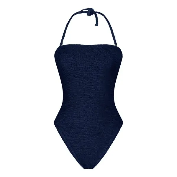 MAISON TANGERINE Marbella Deep Crinkle Swimsuit - Blue