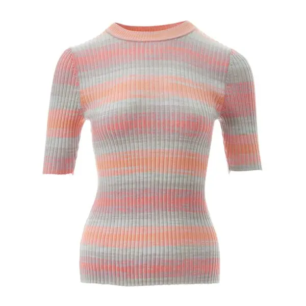 FULLY FASHIONING Abril Space Dye Knit Top Aqua Blue Rose Pink & Fuchsia - Orange