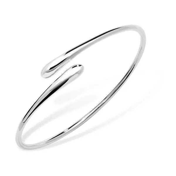 LUCY QUARTERMAINE Sterling Cross Open Drop Bangle - Silver