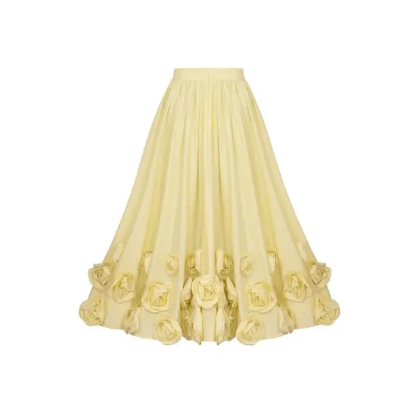 ELSAVA Milky Skirt With Flowers - Yellow