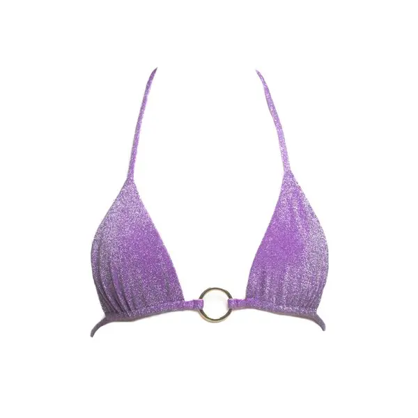 PATTI JANE SWIM Farrah's Sparkle Triangle Disco Bikini Top - Purple