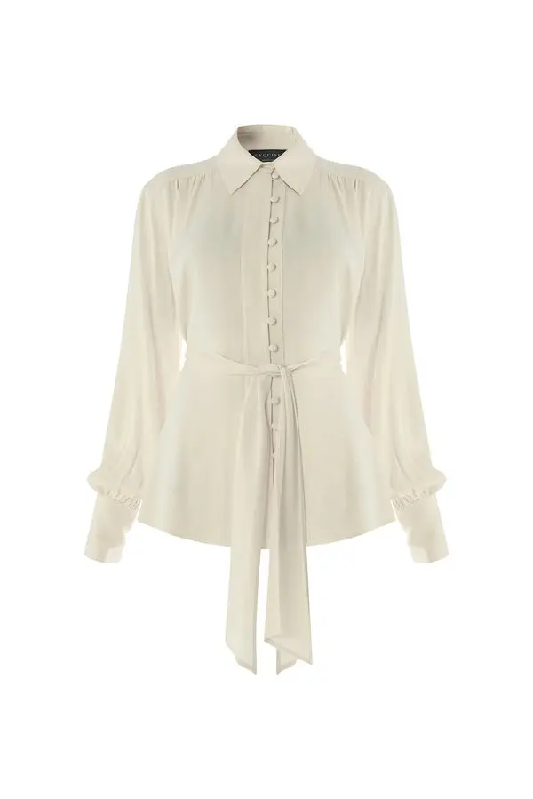 EXQUISE Neutrals Harlee Long Sleeve Harlee Shirt Ecru