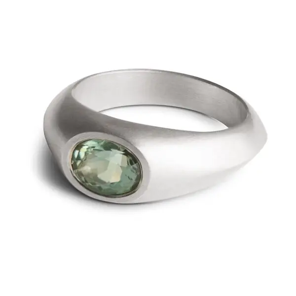 KASUN LONDON Signet Ring & Green Amethyst 2 - Silver