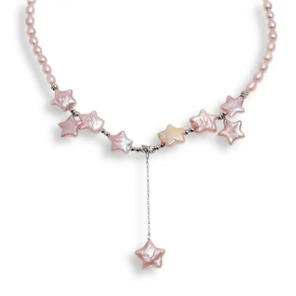 NINEMOO Shooting Star Pearl Necklace - Pink