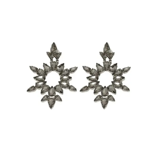 ISKRA Silver / Grey Crystal Dew Earrings Silver & Grey - Silver/grey