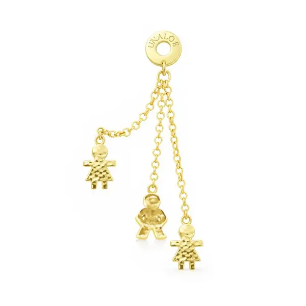 UNALOE Gold Plated Family Charm Chain Earrings – Modern Symbolic Jewelry - Silver