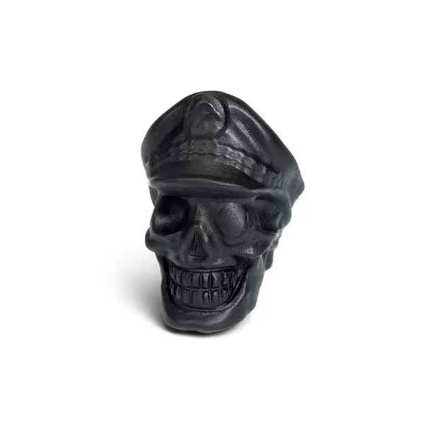 AWNL Obsidian Crystal Sailor's Pride Skull Sculpture - Black