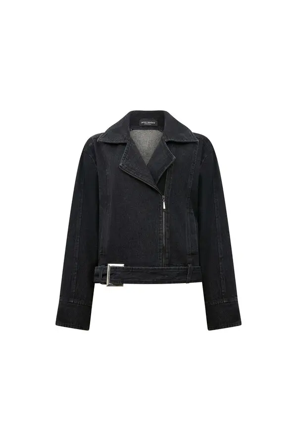 JAMES LAKELAND Denim Biker Jacket - Black