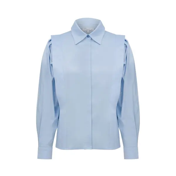 MAAN ISTANBUL Shirt With Hidden Buttoned Flywheel Detail Winds Of Winter - Blue