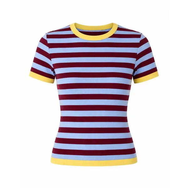 Mind Traveler Burgundy And Sky Striped T-shirt - Blue