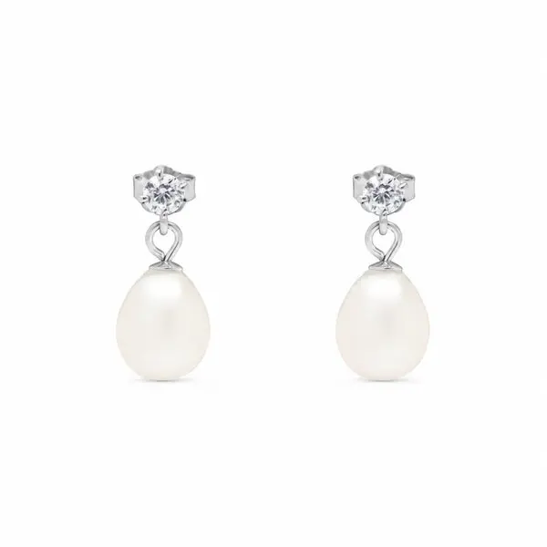 ESTERAH Maia Freshwater Pearl And Cubic Zirconia Drop Earrings - Silver