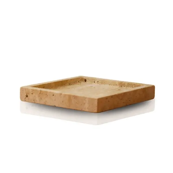 MARLETH Neutrals Travertine Square Tray - Brown