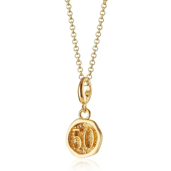 LILY CHARMED Plated Fiftieth Birthday Charm Necklace - Gold