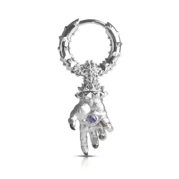 KASUN LONDON Hand Of The Protector Earrings December Tanzanite - Silver