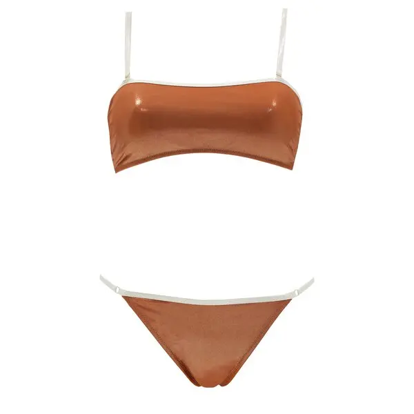 AULALA PARIS Twilight Glow Bandeau Bikini Set - Brown