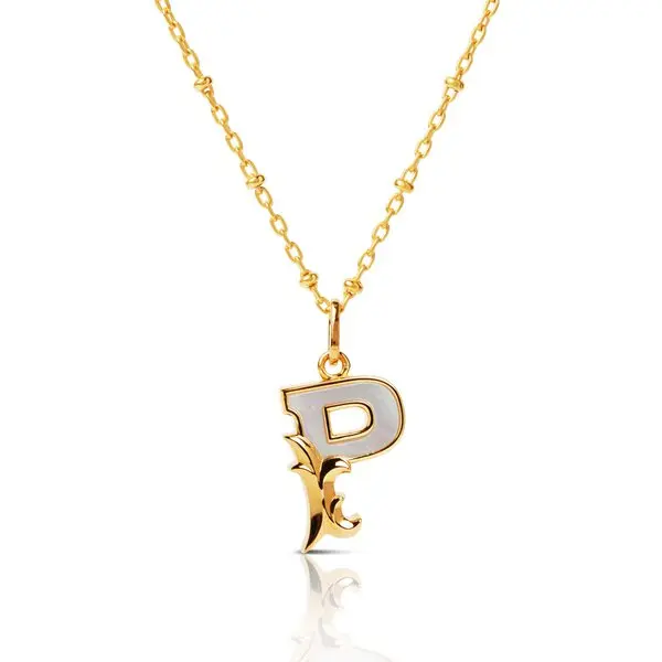 KASUN LONDON Plated P Initial Necklace With Mother Of Pearl - Gold