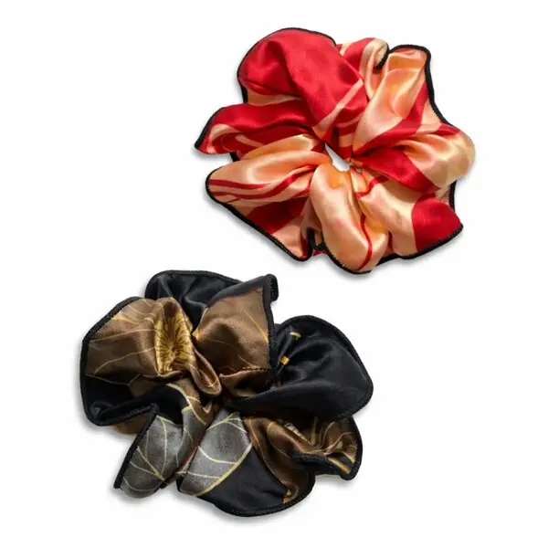 RAKHSH RAKHSHI Midnight Ember Italian Silk Twill Scrunchie Duo Limited Pairing - Brown