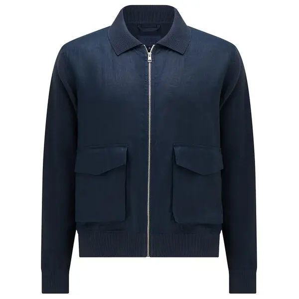 GUARDS LONDON Carter Linen & Knitted Casual Jacket - Blue