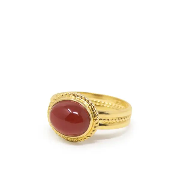 VINTOUCH ITALY Red / Gold Fascetta Gold-plated Carnelian Ring - Red/gold