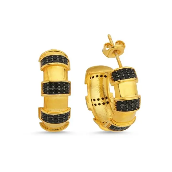 LINYA JEWELLERY Lili Stone Hoop Earrings - Black