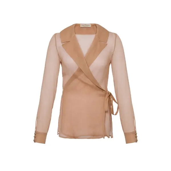 ANSE VICTORIN Neutrals Eva Silk Chiffon Blouse Nude - Brown