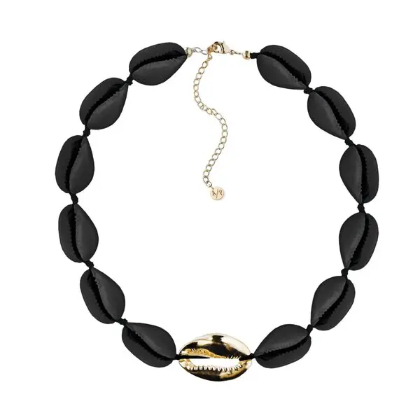 ADRIANA PAPPAS DESIGNS Metal Shell Accent Choker Matte Gold Filled - Black