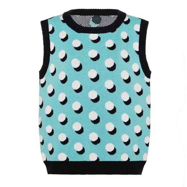 INGMARSON Oversized Polka Dot Vest - Blue