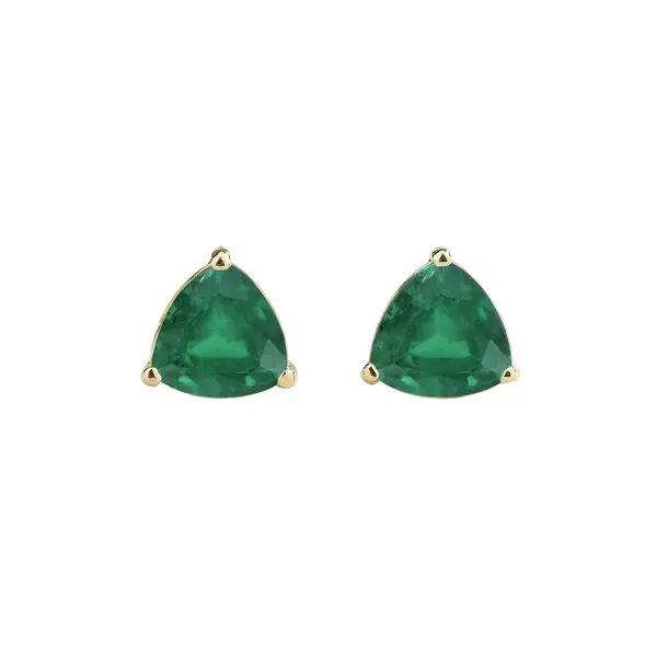 JUVETTI  Trillion Emerald Stud Earrings In White Gold - Green