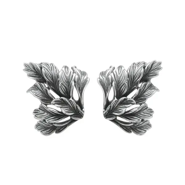 UNALOE Sterling Leaf Stud Earrings – Botanical Statet Design – Handmade Italian Jewelry - Silver