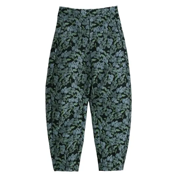 LOUCHE Sutton Blossom Jacquard Barrel Trouser - Green