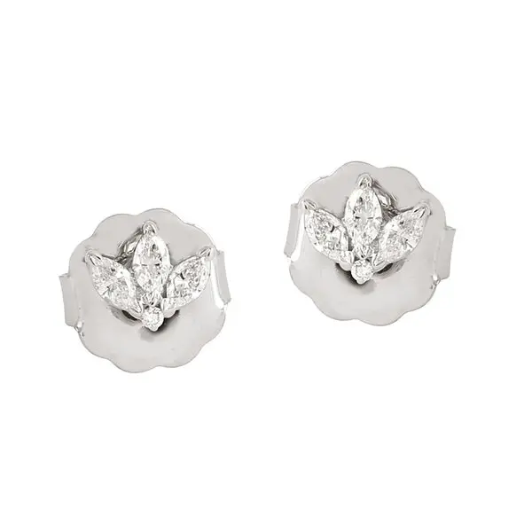 ARTISAN Marquise Diamond Stud Earrings In 14k Gold - White