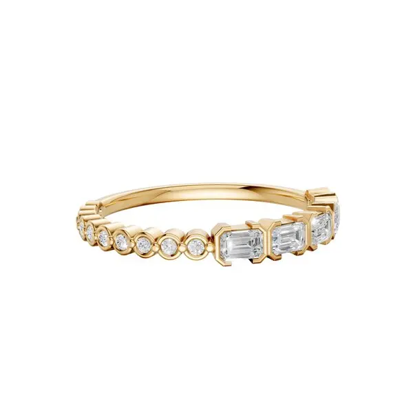 AYA FINE JEWELRY Emerald Cut & Round Lab Diamond Half Eternity Ring - Yellow
