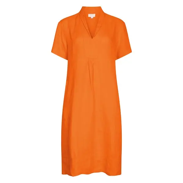 NOLOGO-CHIC Elodie Short Sleeve Midi Dress Linen Satsuma - Orange