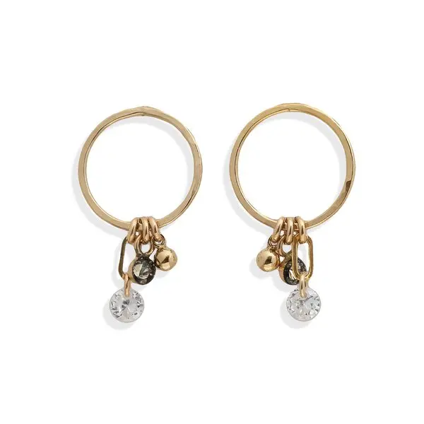 KATE KOEL Gold / Black Charm Hoop Stud Earrings - Gold/black