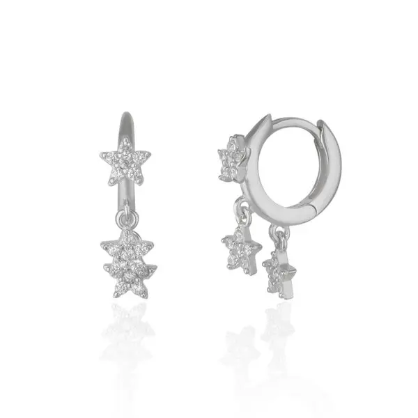SPERO LONDON Star Sterling Eardrop Hoop Earring - Silver