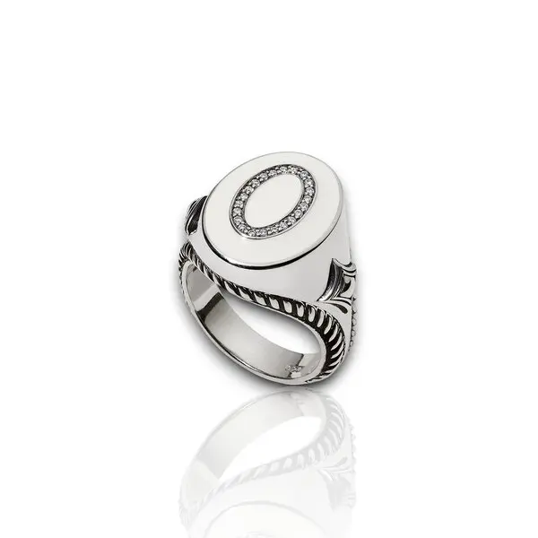 DANEILA LÉON Sterling Diamonds & Ivory-color Enamel Signet Ring - Silver